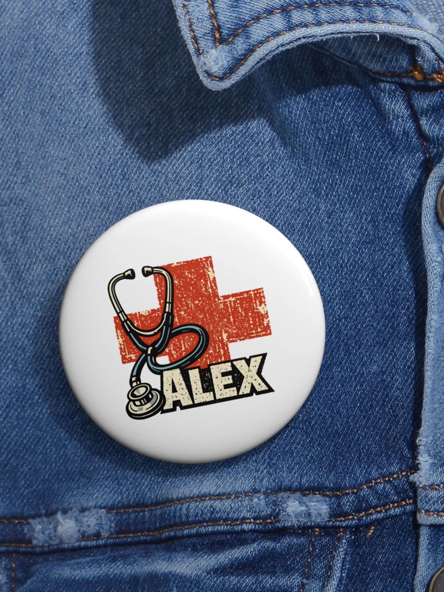 Unisex Retro Alex Pretti ICU Nurse button Print Brooch – love